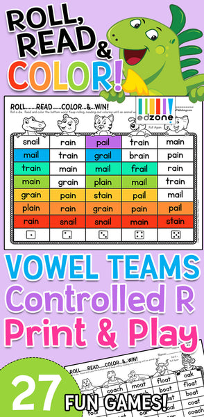 Roll, Read, & Color with Vowels & Controlled R - EdZonePub