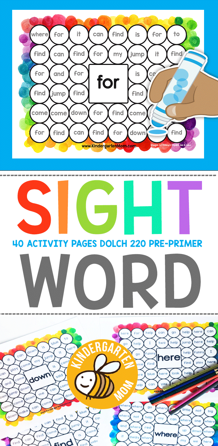 Sight Word Dab & Dot Worksheets - EdZonePub