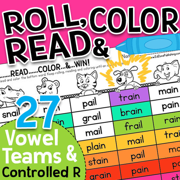 Roll, Read, & Color with Vowels & Controlled R - EdZonePub