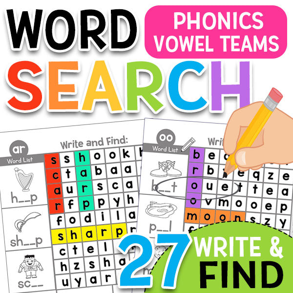 Word Search Phonics with Vowels & Controlled R - EdZonePub